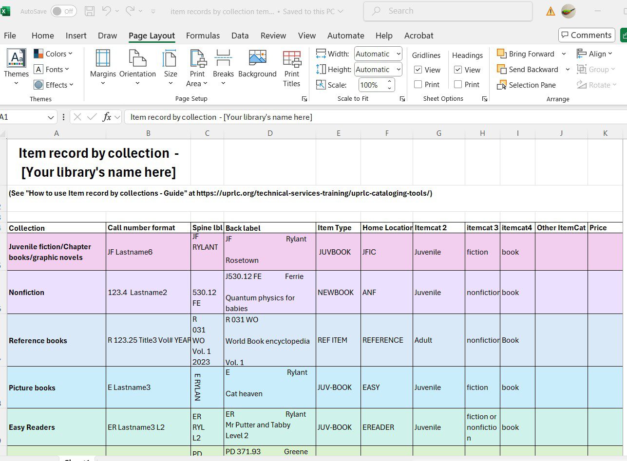 Cataloging hacks: item record by collection spreadsheet - Upper ...